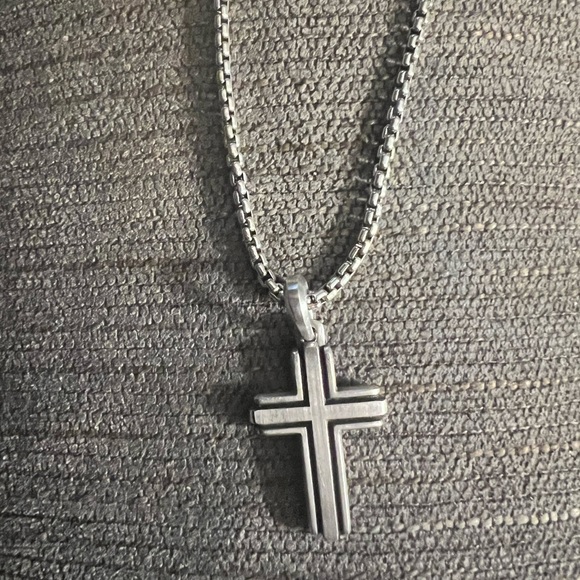 Accessories | David Yurman Deco Cross Pendant And Box Chain Ster Silver ...